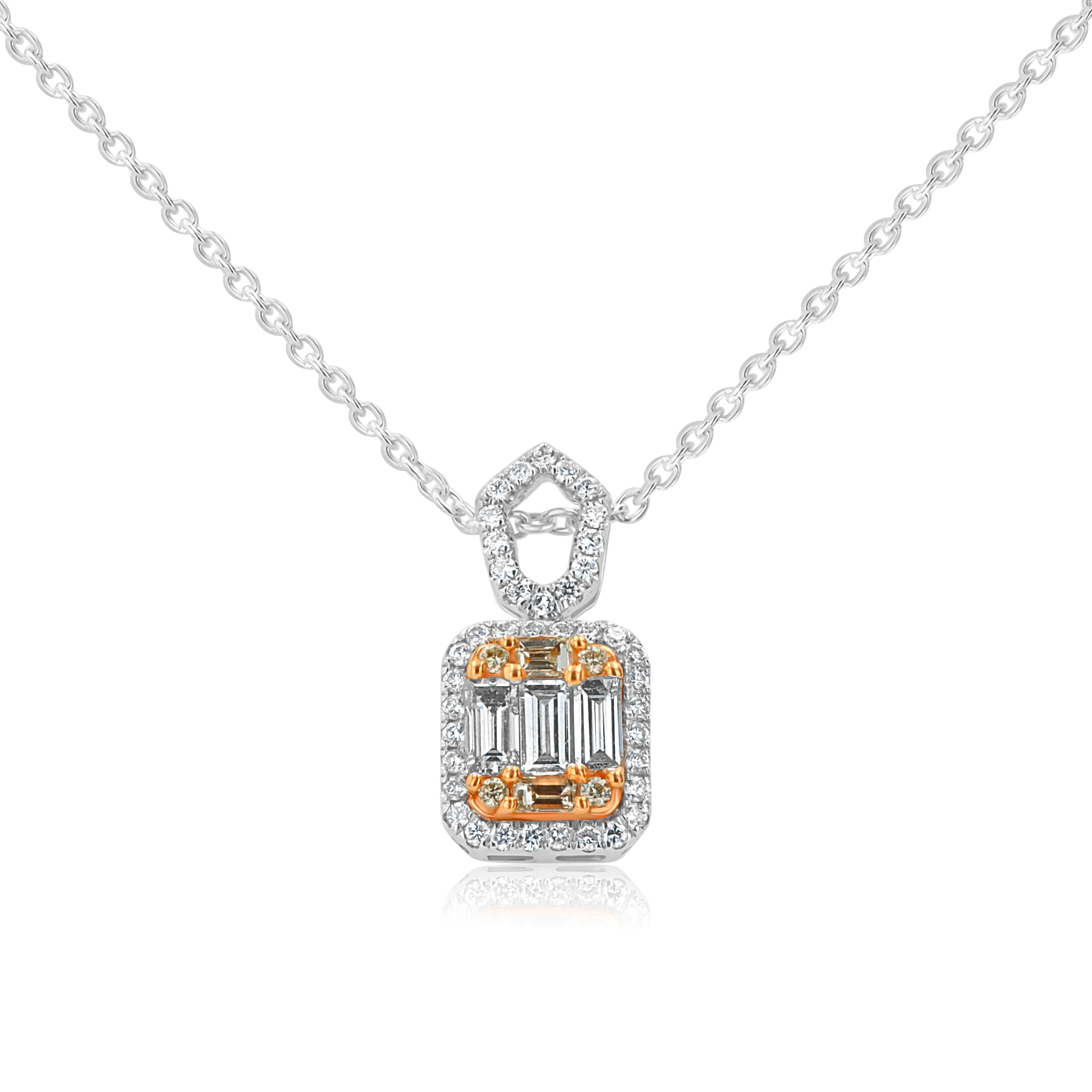 18K White & Rose Gold Diamond Rectangular Pendant – 0.65ctw ...
