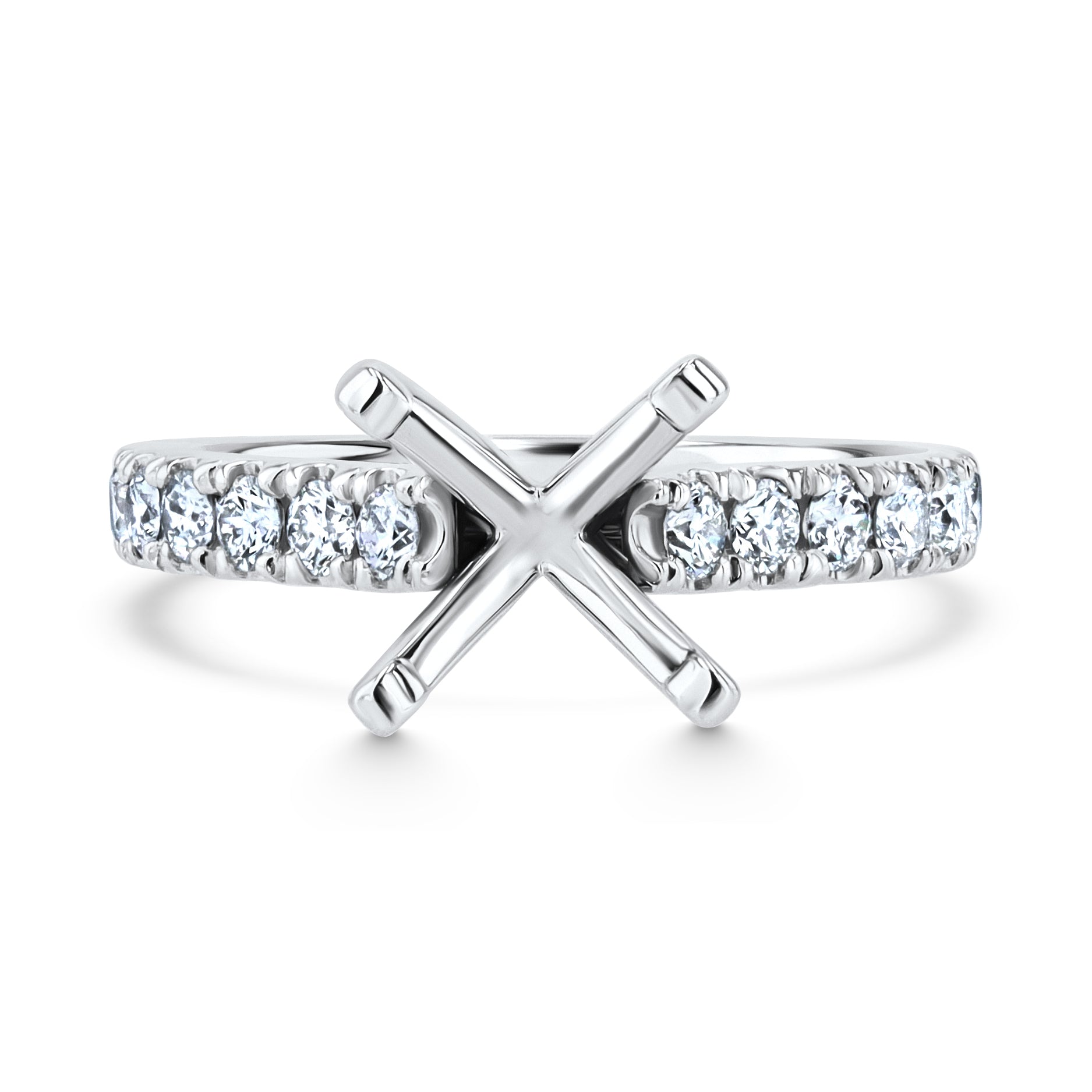 Platinum Engagement Ring Mounting with 12 Sparkling Diamonds ...